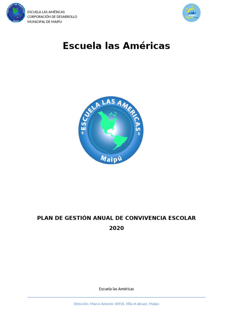Plan de Gestión Convivencia 2020 | PDF | Escuelas