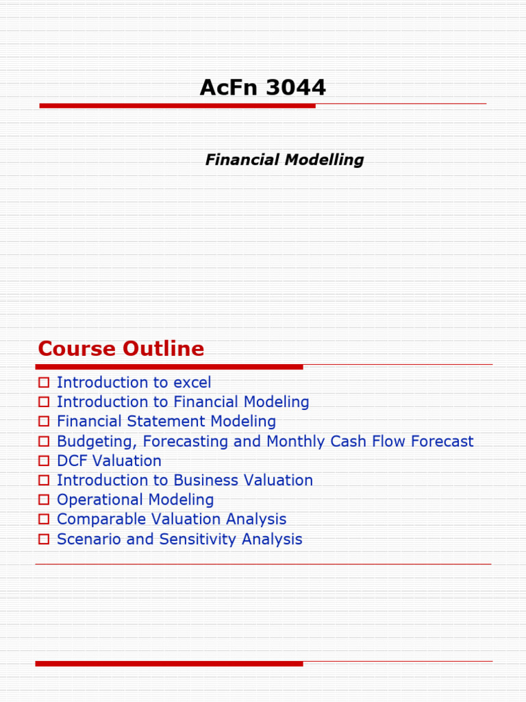 Chapter One Introduction To Financial Modeling and Valuation | PDF ...