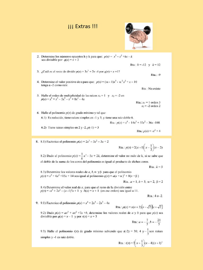Ejercicios Extra de Polinomios | PDF