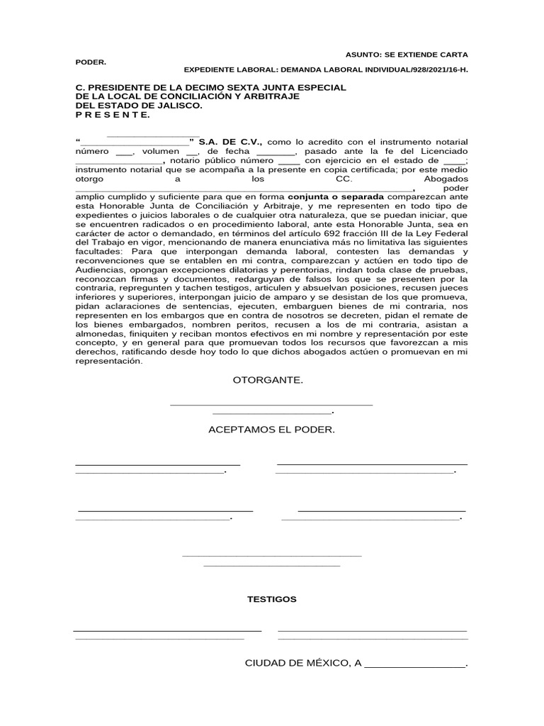 CARTA PODER laboral | PDF | Justicia | Crimen y violencia