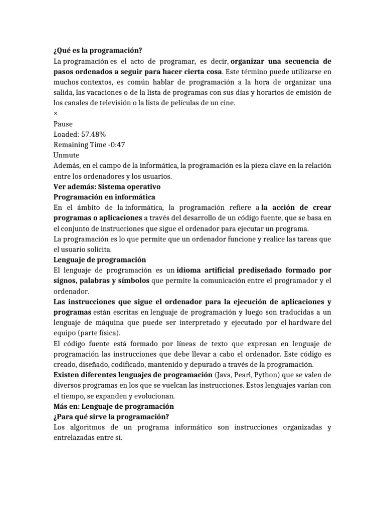 Introducción a la Programación Informática | PDF | Programación de ...