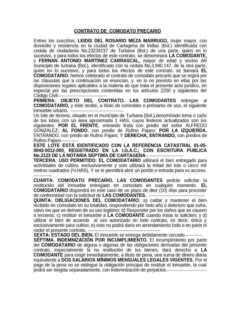 COMODATO Precario | PDF