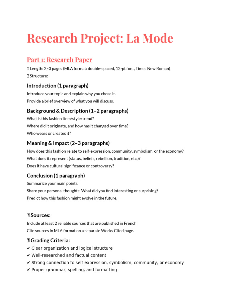 FRE3 Research Project - La Mode | PDF | Essays | Cognition