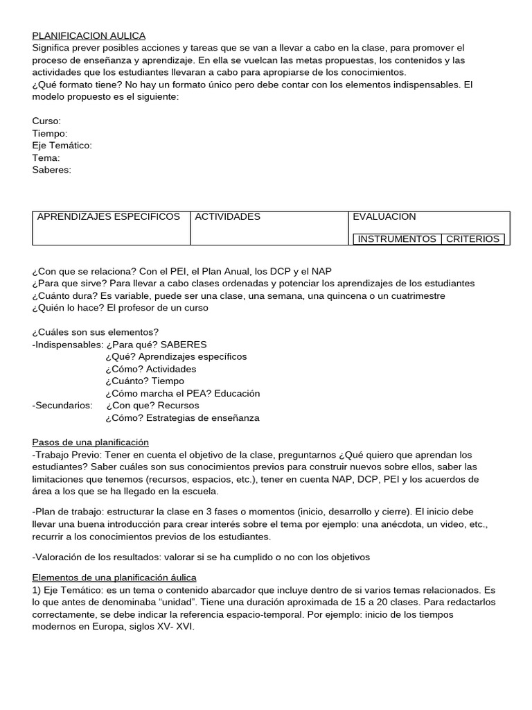 Guía para la Planificación Áulica | PDF | Enseñando | Aprendizaje