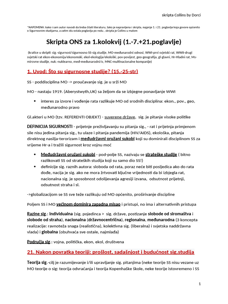 ONS-skripta 1.kolokvij | PDF