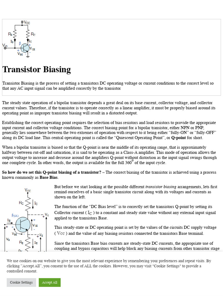 Transistor Biasing and the Biasing of Transistors | PDF | Bipolar ...