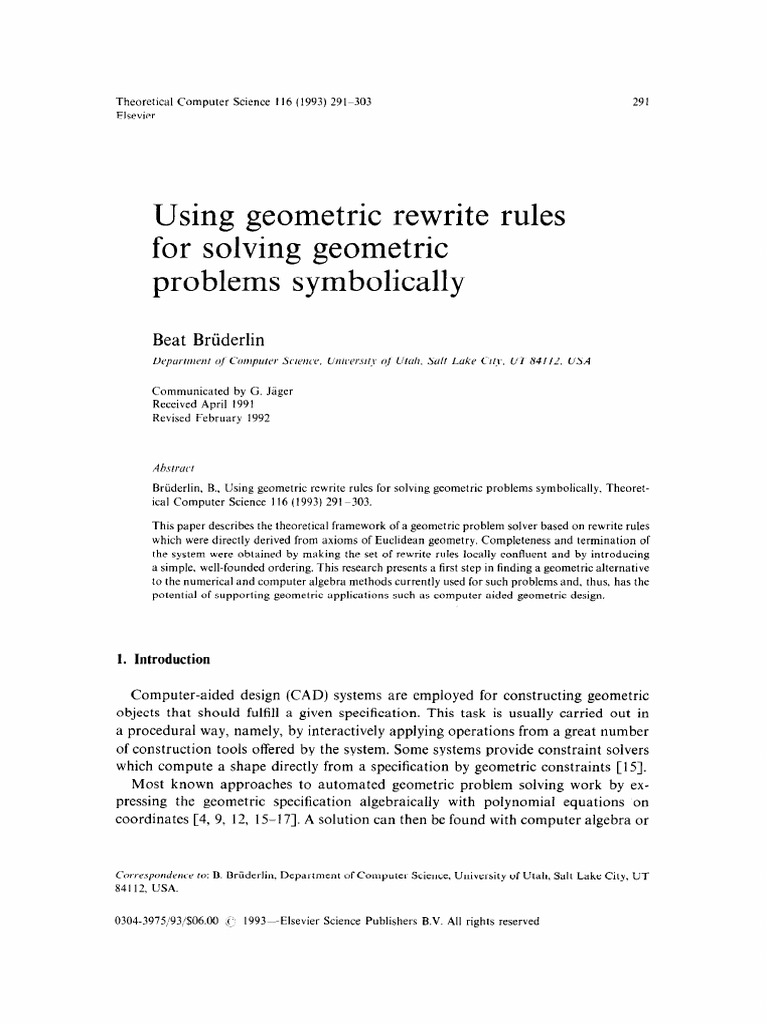 1-s2.0-030439759390324M-main | PDF | Geometry | First Order Logic