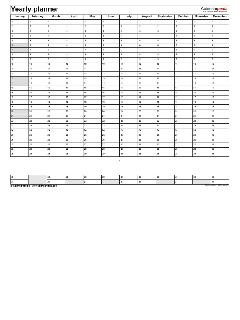 Yearly Planner Landscape | PDF