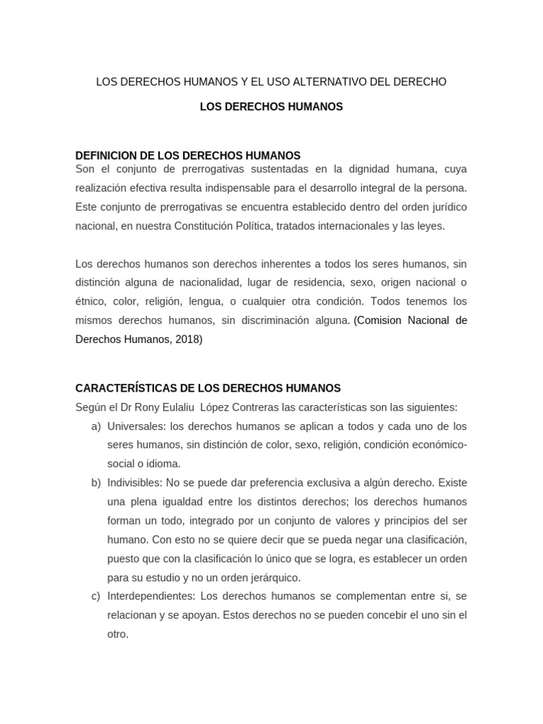 Derechos Humanos: Definición y Clasificación | PDF | Derechos humanos ...