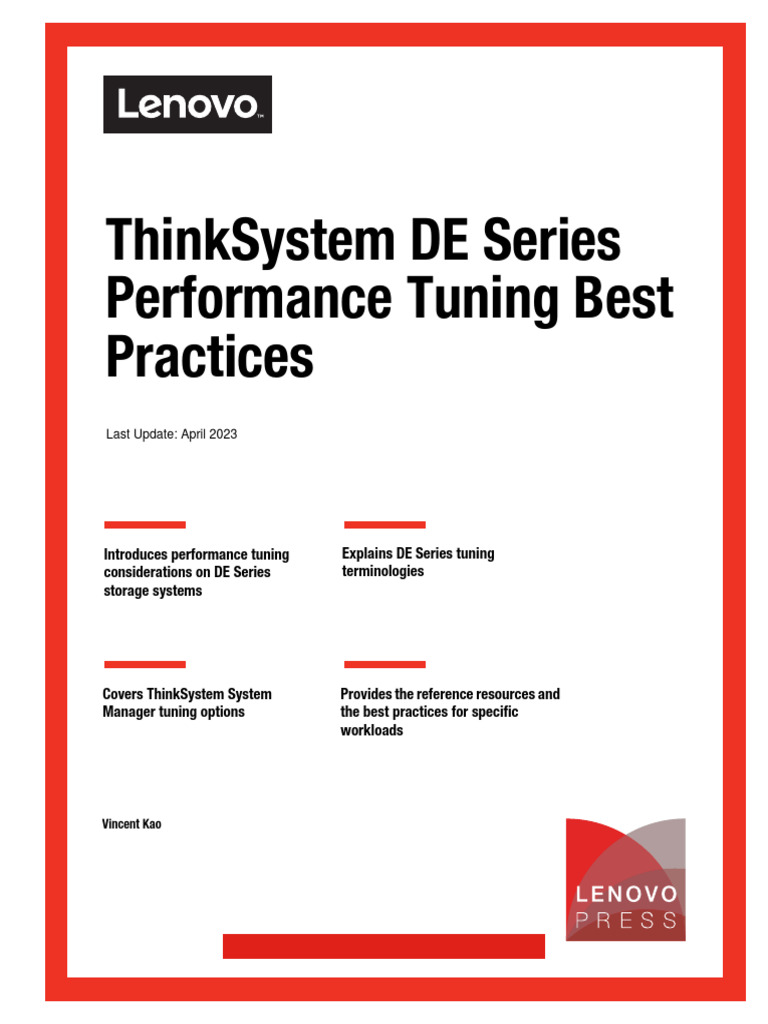 ThinkSystem DE Series Performance Tuning Best Practice | PDF | Solid State Drive | Cache (Computing)