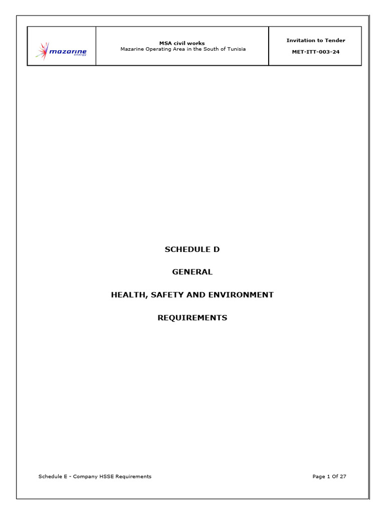 13 - Section C - Schedule C - HSSE requirements | PDF | Safety | Breach ...