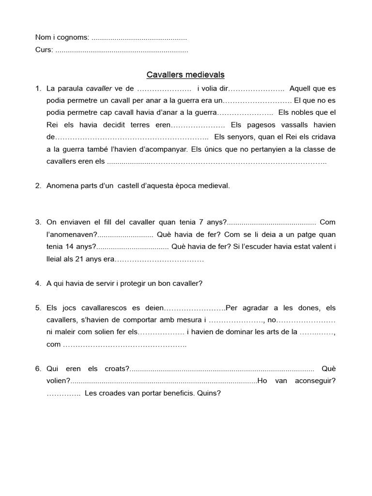 Fitxa Cavallers Gombrich | PDF