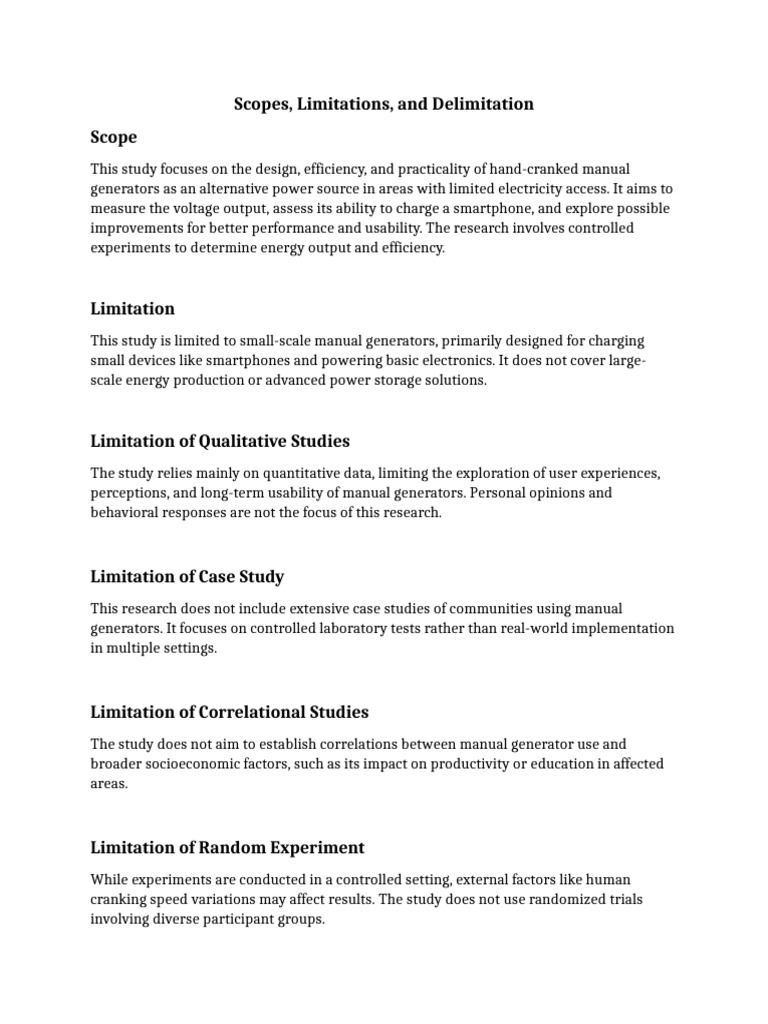 Manual Generators: Scope and Limitations | PDF