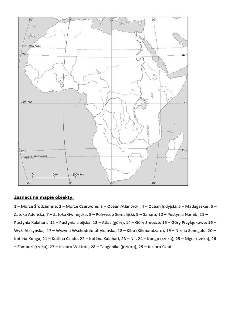 Mapa Afryki Konturowa Do Ćwiczeń | PDF