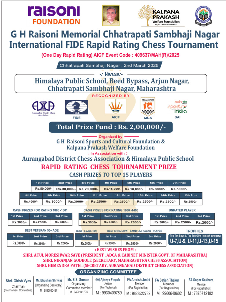 G H Raisoni Chess Tournament 2025 | PDF | Sports | Abstract Strategy Games