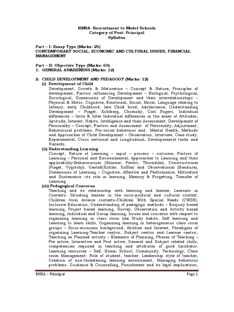 RMSA Principal | Download Free PDF | Child Development | Relationships