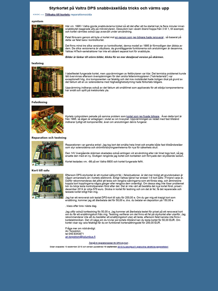 Kortreparationsbutik - Valtra 6000-serien DPS Controller Card Repair 4 ...