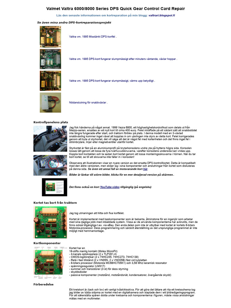 Kortreparationsbutik - Valtra 6000-serien DPS Controller Card Repair | PDF