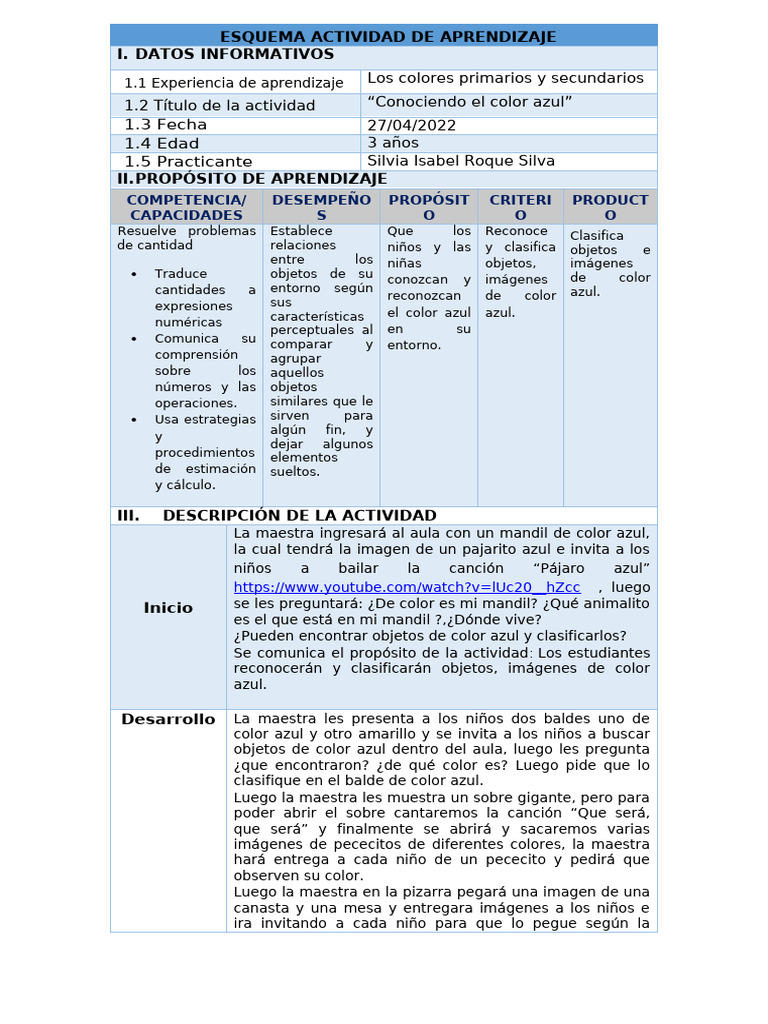 Actividad 1 - Color Azul | PDF | Cognición | Aprendizaje