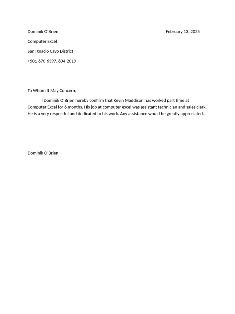 Letter of Recomendation | PDF