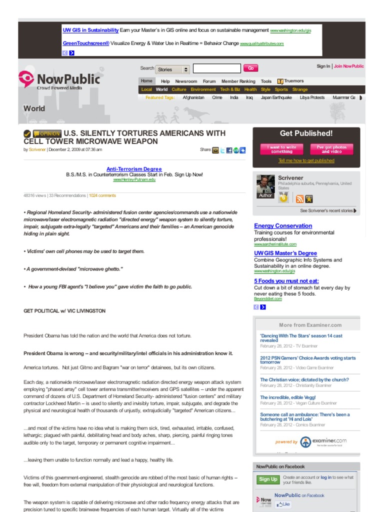 U S Silently Tortures Americans Cell Tower Microwave Weapon | PDF ...