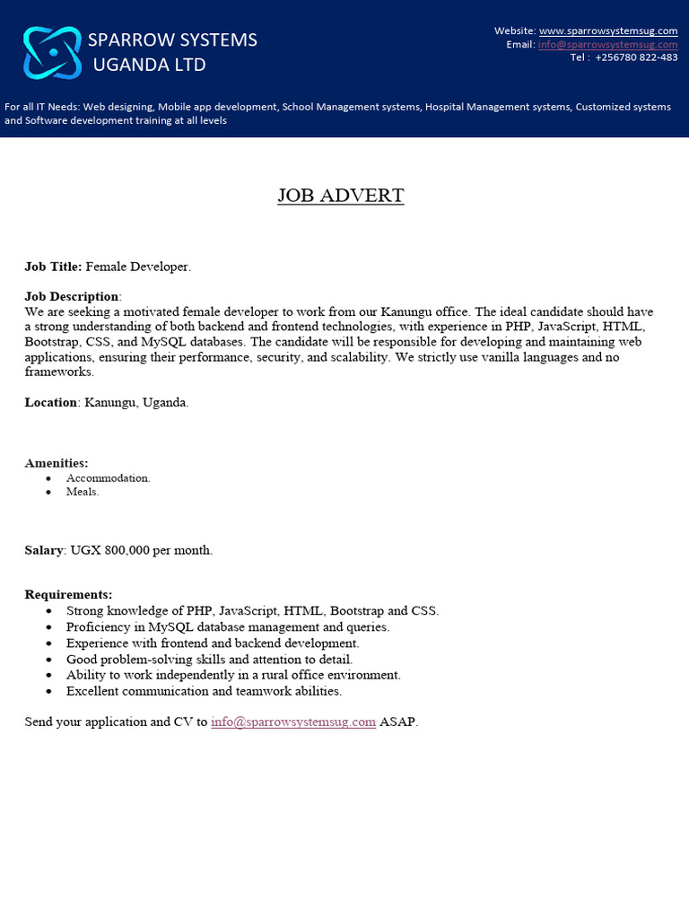 JOB Advert | PDF