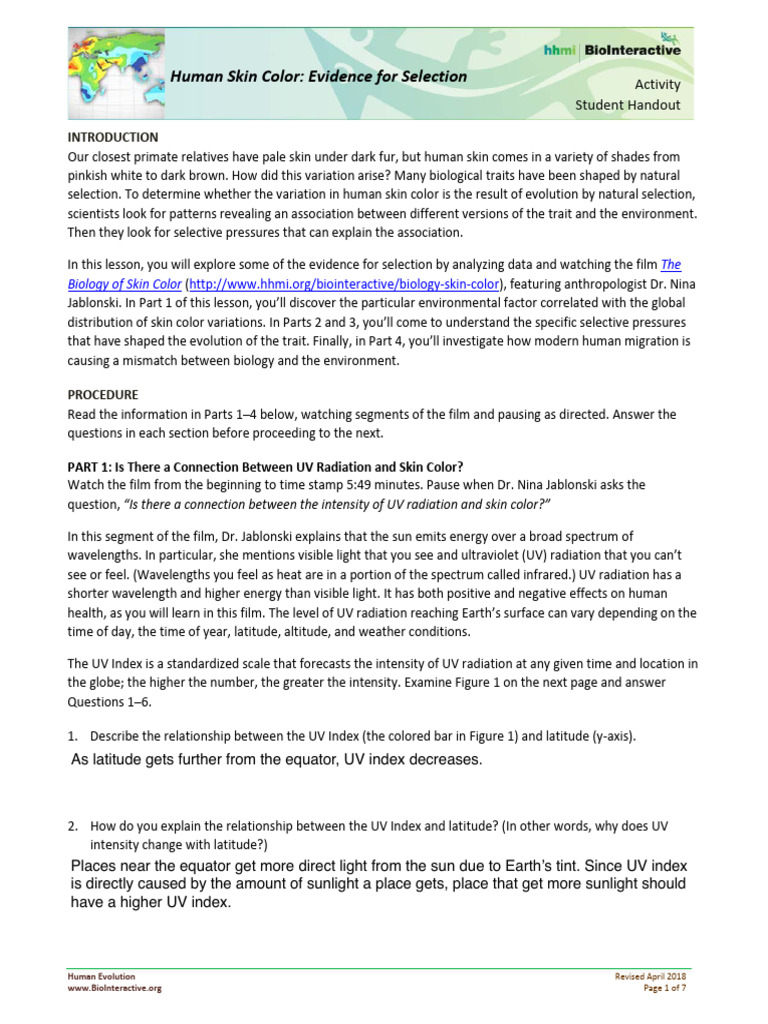 Skin Color Variation and UV Radiation | PDF | Human Skin Color ...