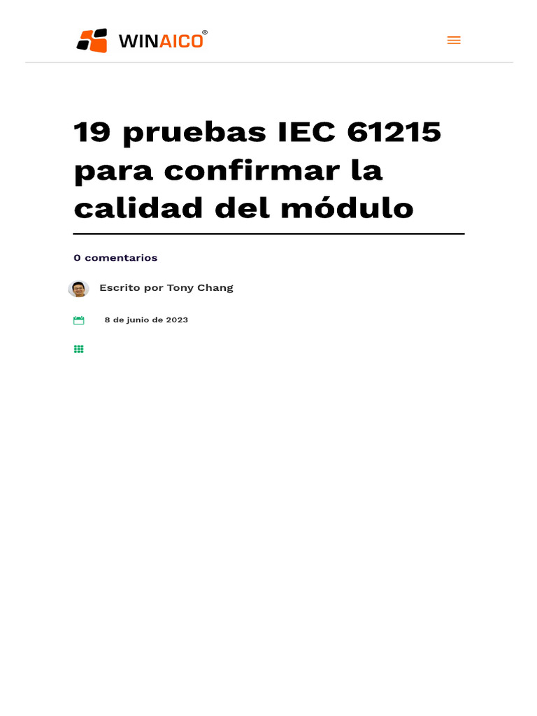19 Pruebas IEC 61215 para Confirmar La Calidad Del Módulo-Copiar | PDF