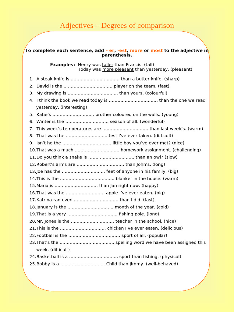 Adjectives - Degree of Comparison | PDF