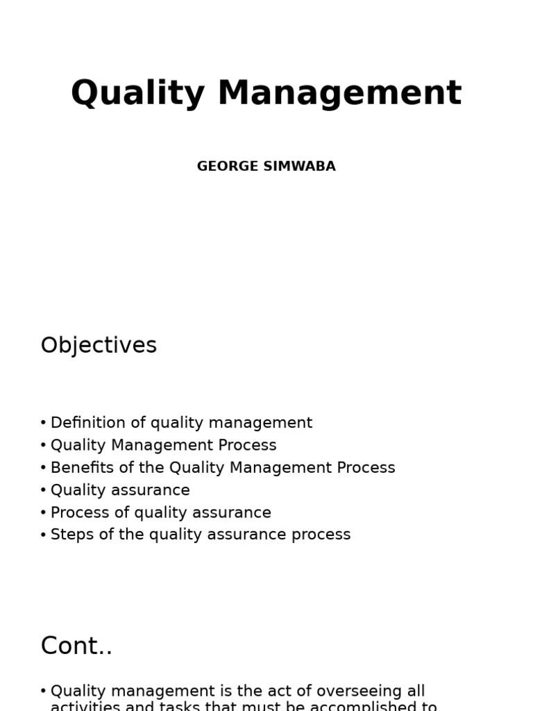Comprehensive Guide to Quality Management | PDF | Quality Assurance ...