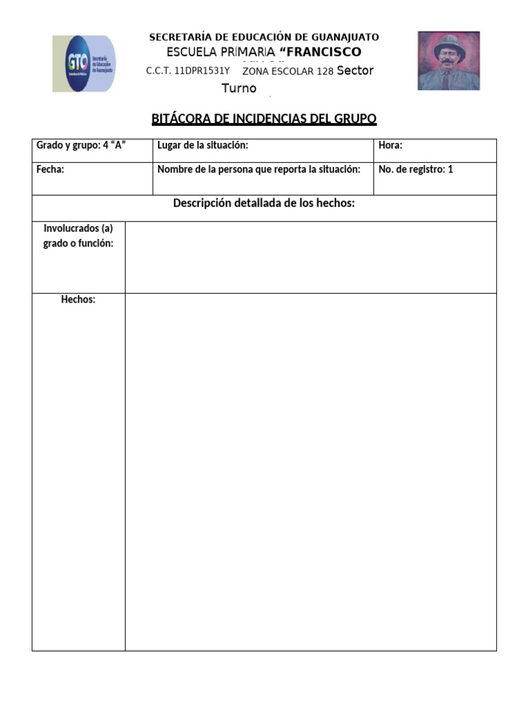 Bitácora de Incidencias Del Grupo | PDF | Escuelas | Educación primaria
