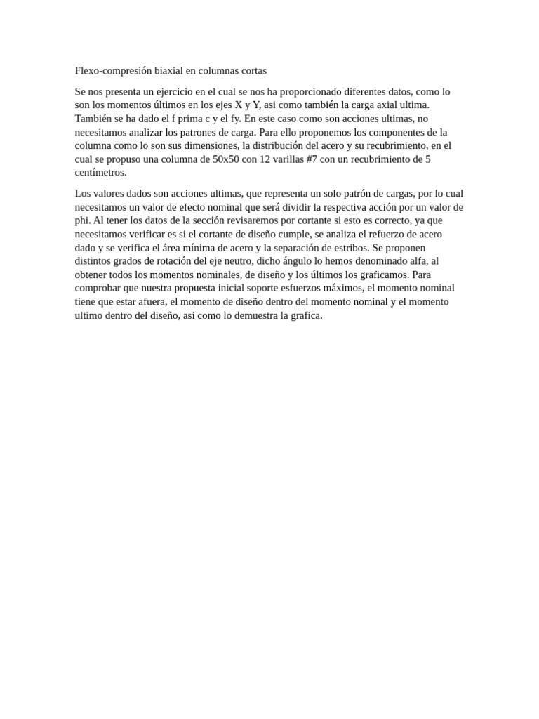 Flexo-compresión en Columnas Cortas | PDF