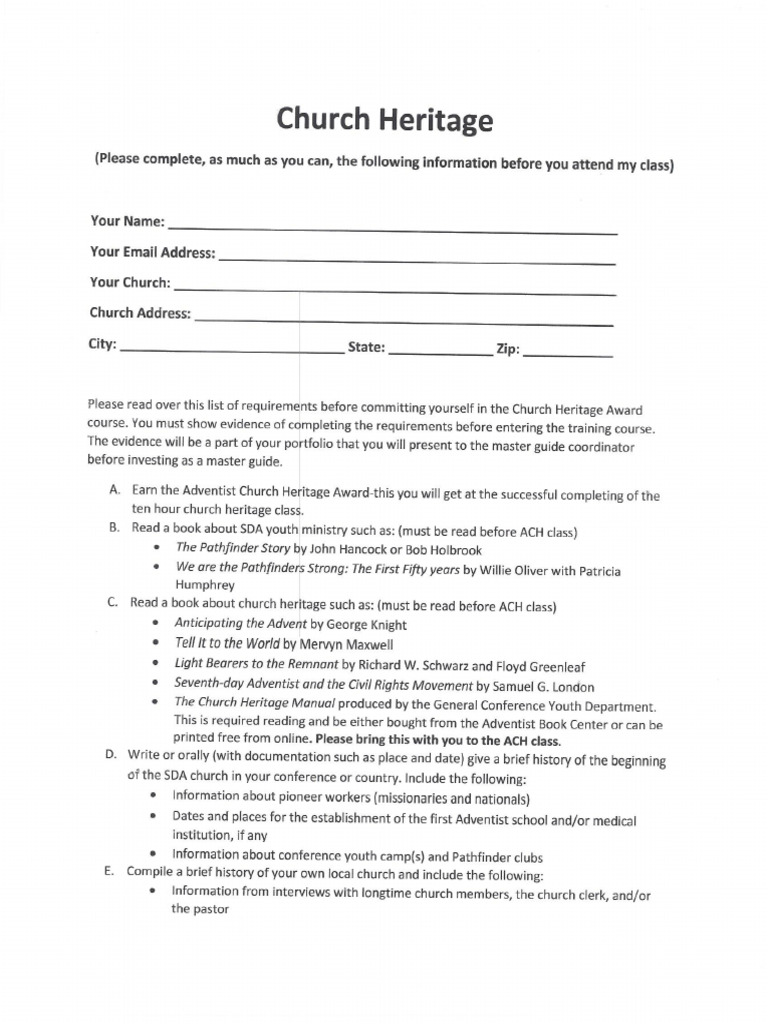 Church Heritage Packet | PDF