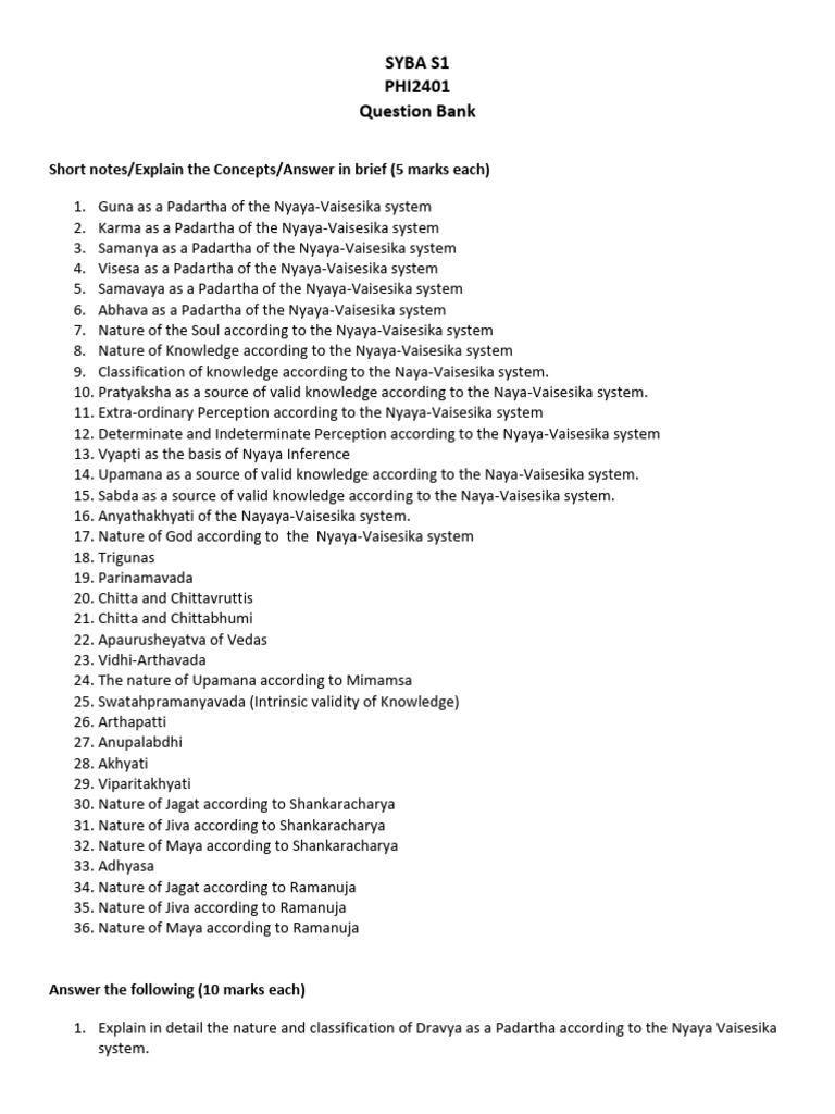 Phi2401 QB | PDF | Brahman | Hindu Philosophical Concepts