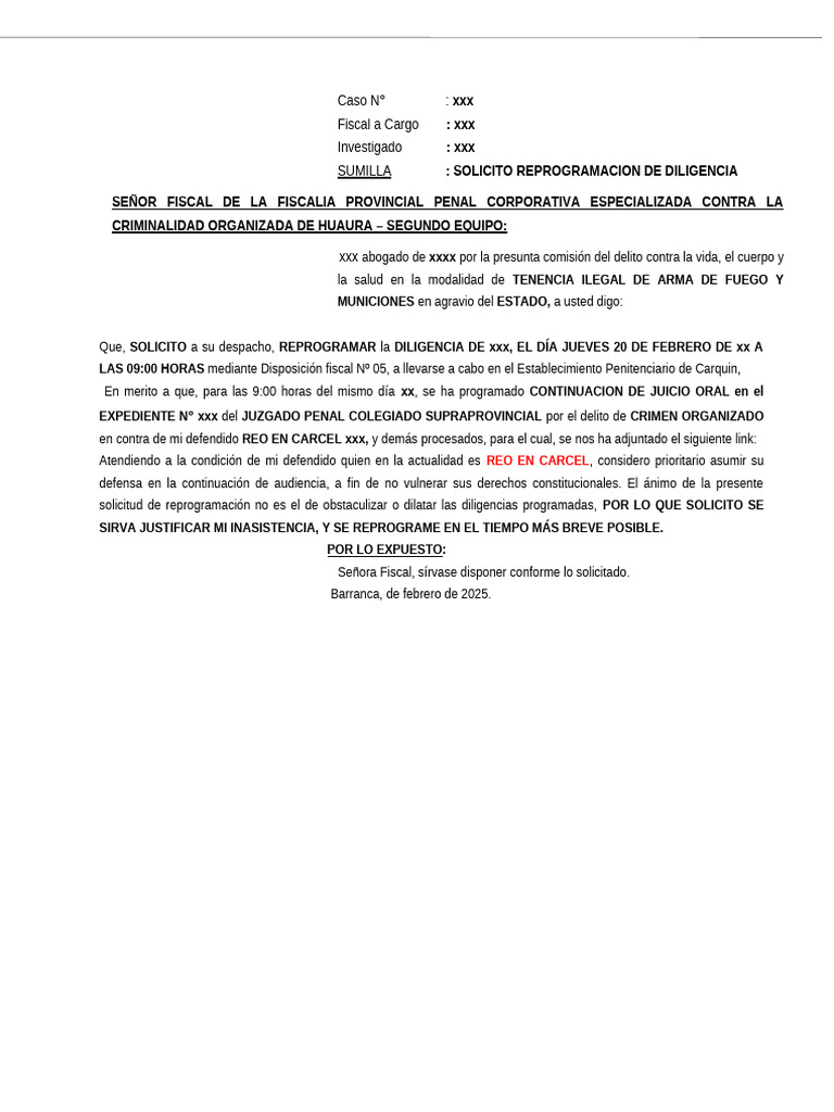 Reprogramación de Diligencia MP | PDF