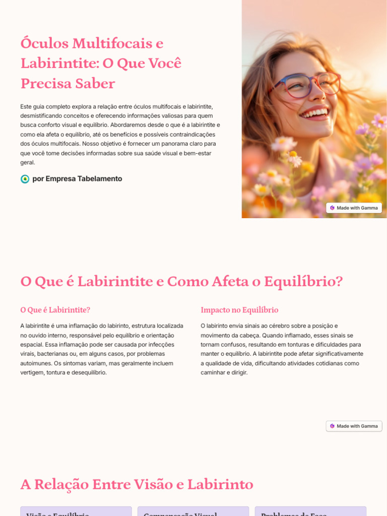 Oculos Multifocais e Labirintite O Que Voce Precisa Saber | PDF ...
