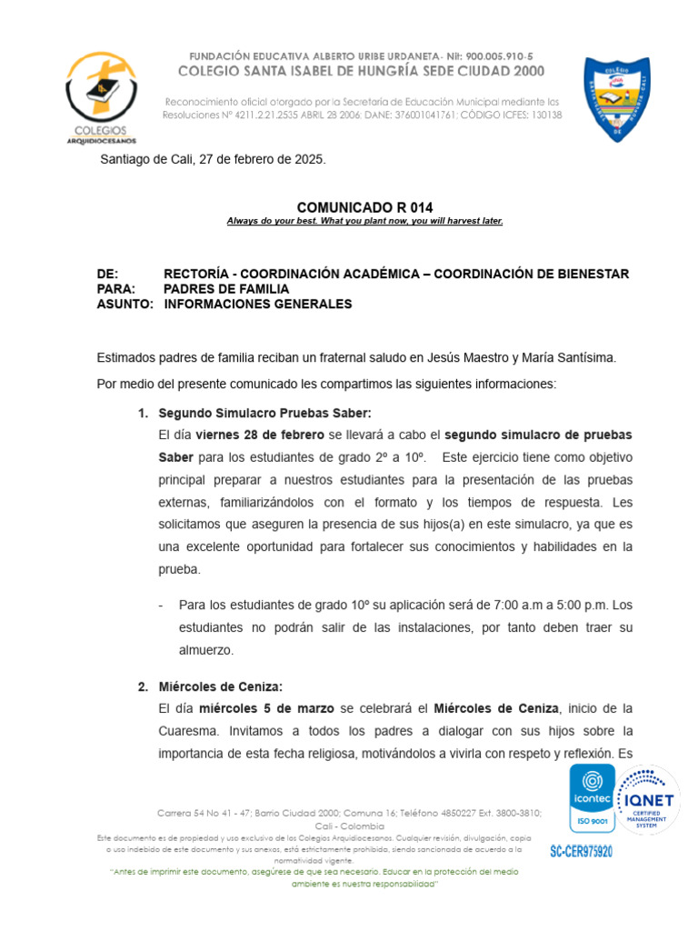 Com r014. Informaciones Generales-1711740672880 | PDF