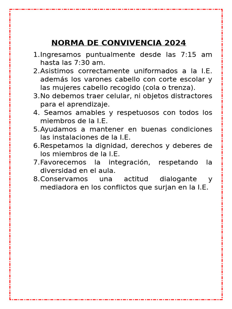 Norma de Convivencia 2024 | PDF