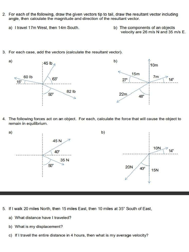 Vector Practice Questions | PDF
