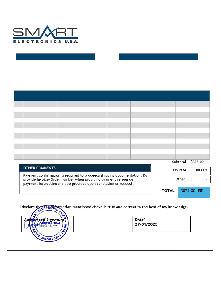 Proforma Invoice for SmartElect Sales | PDF | Invoice