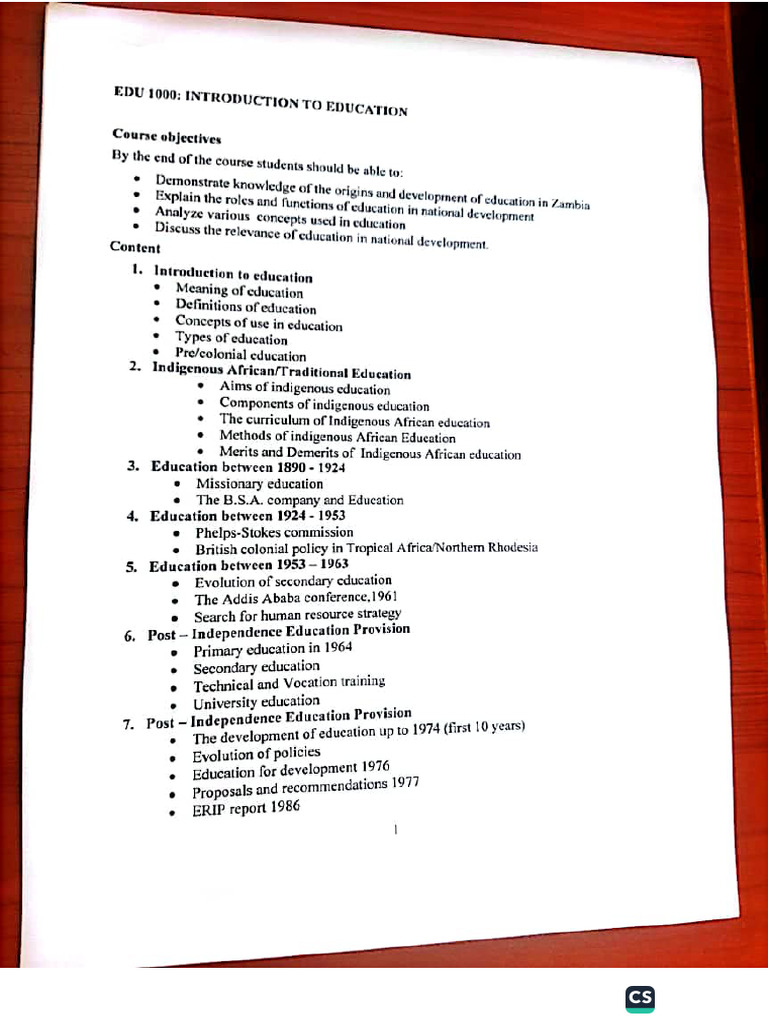EDU1000 Course Outline | PDF