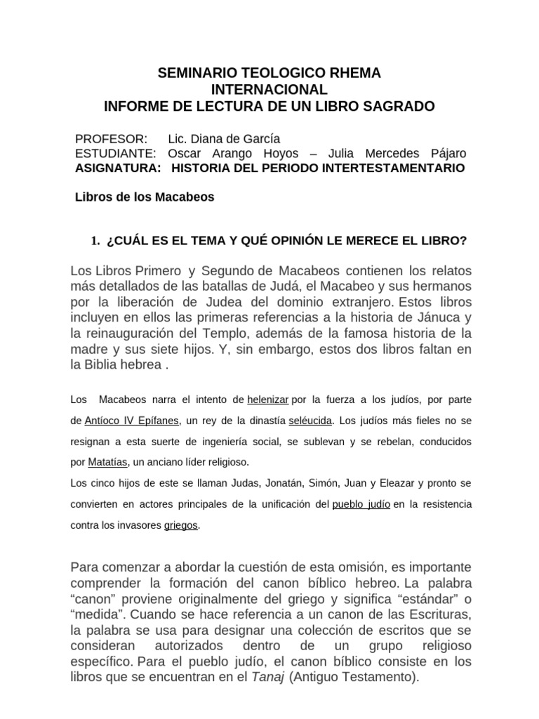 Análisis de los Libros de los Macabeos | PDF | Macabeos | Jeremías