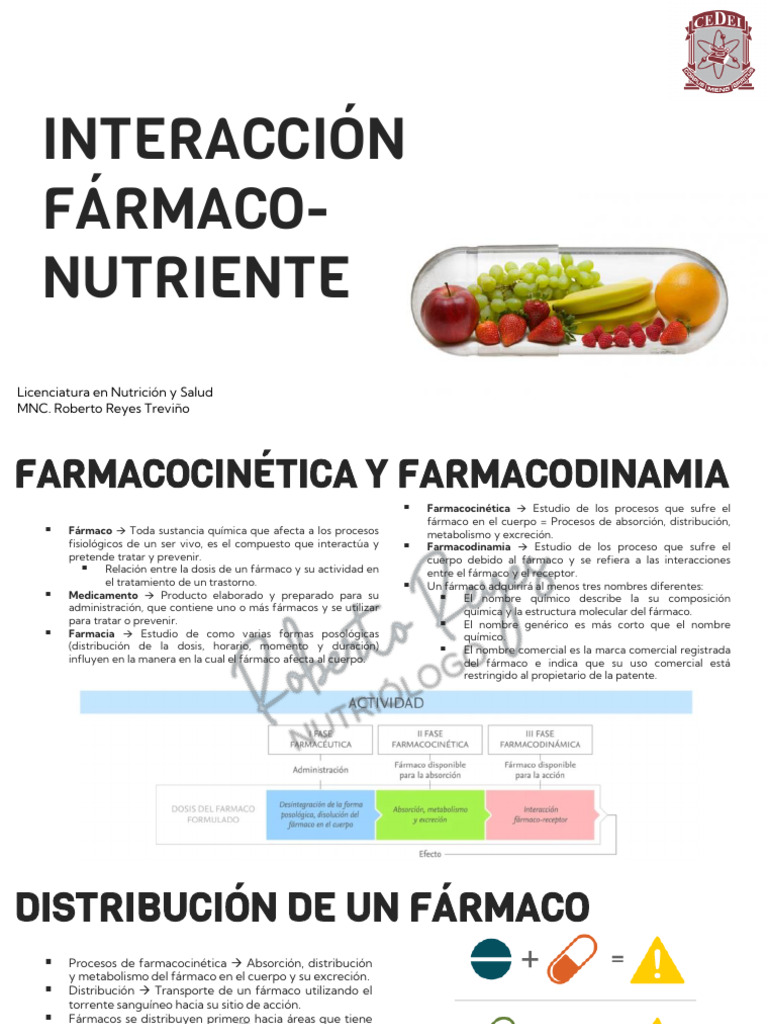 Interacción Fármaco-Nutriente - Principios de Farmacología | PDF | Medicamentos con receta ...