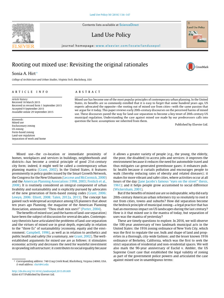 Rooting Out Mixed Use Revisiting The Original Rationalessonia | PDF | Zoning | Mixed Use Development