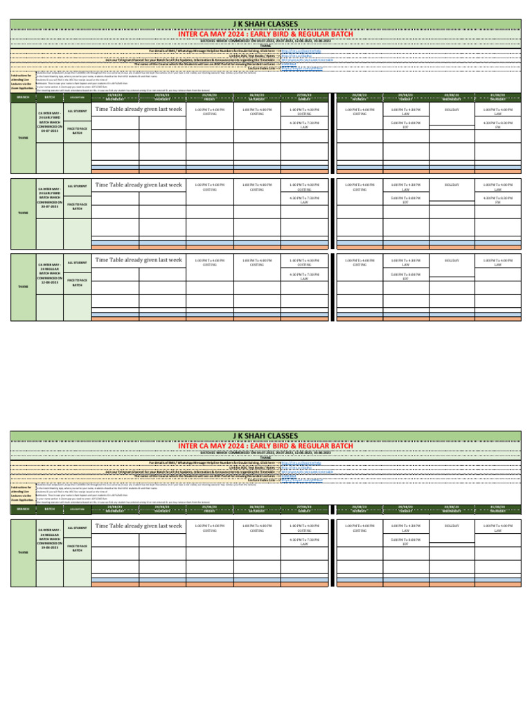 Course Time Table PDF 57551 | PDF