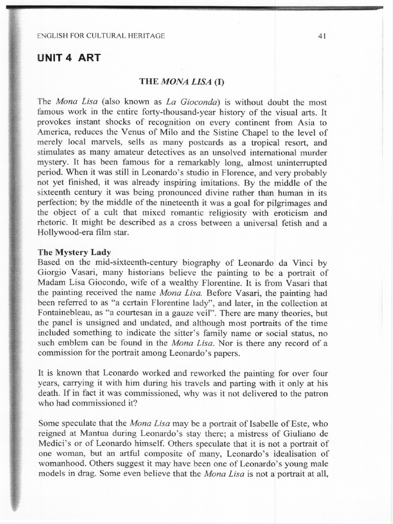 Reading 2 - Mona Lisa | PDF