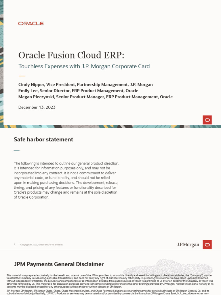 ERP - Touchless Expenses With J.P. Morgan Corporate Cards | PDF | Jp ...