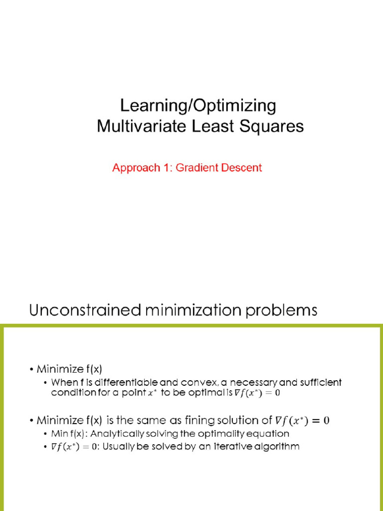Mllec 5regressiongradient Descent Least Square Pdf Gradient