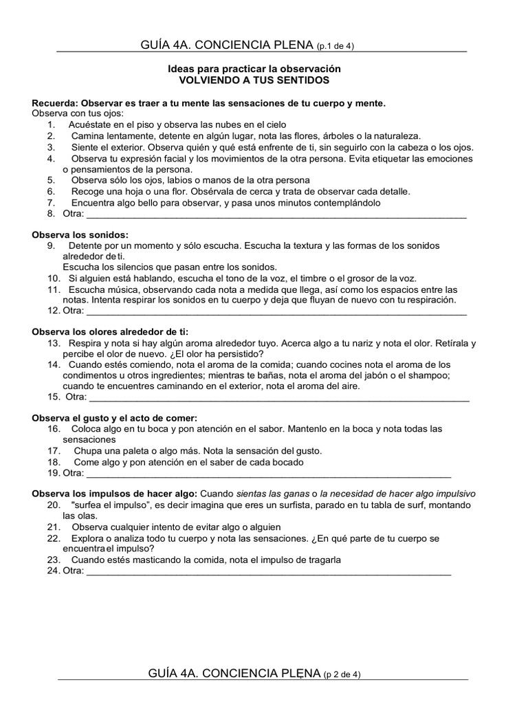 Ideas para Practicar Conciencia Plena | PDF | Las emociones | Mente