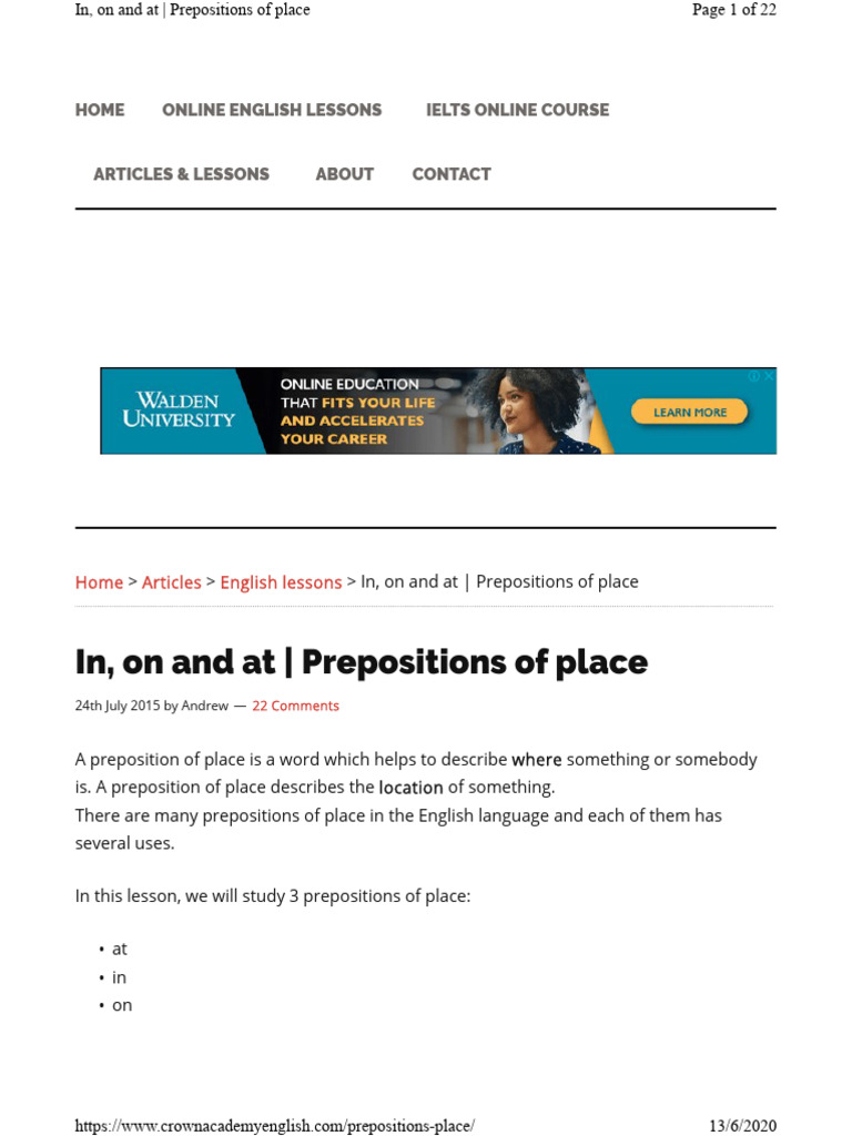 English Prepositions Guide | PDF | English Language | Ships